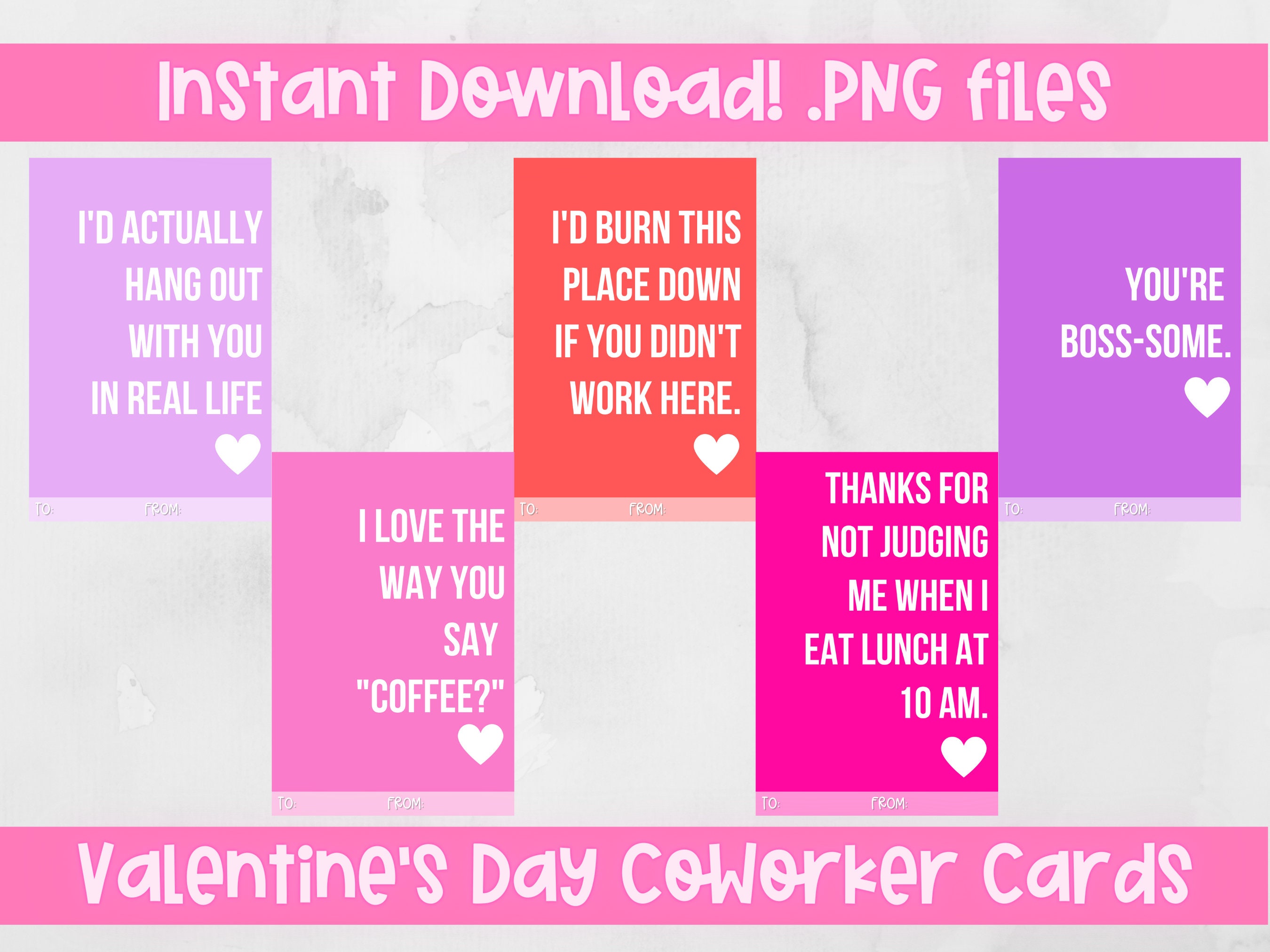 Funny Valentine's Day Coworker Cards, Printable Gift Tags (PDF, PNG) - Etsy