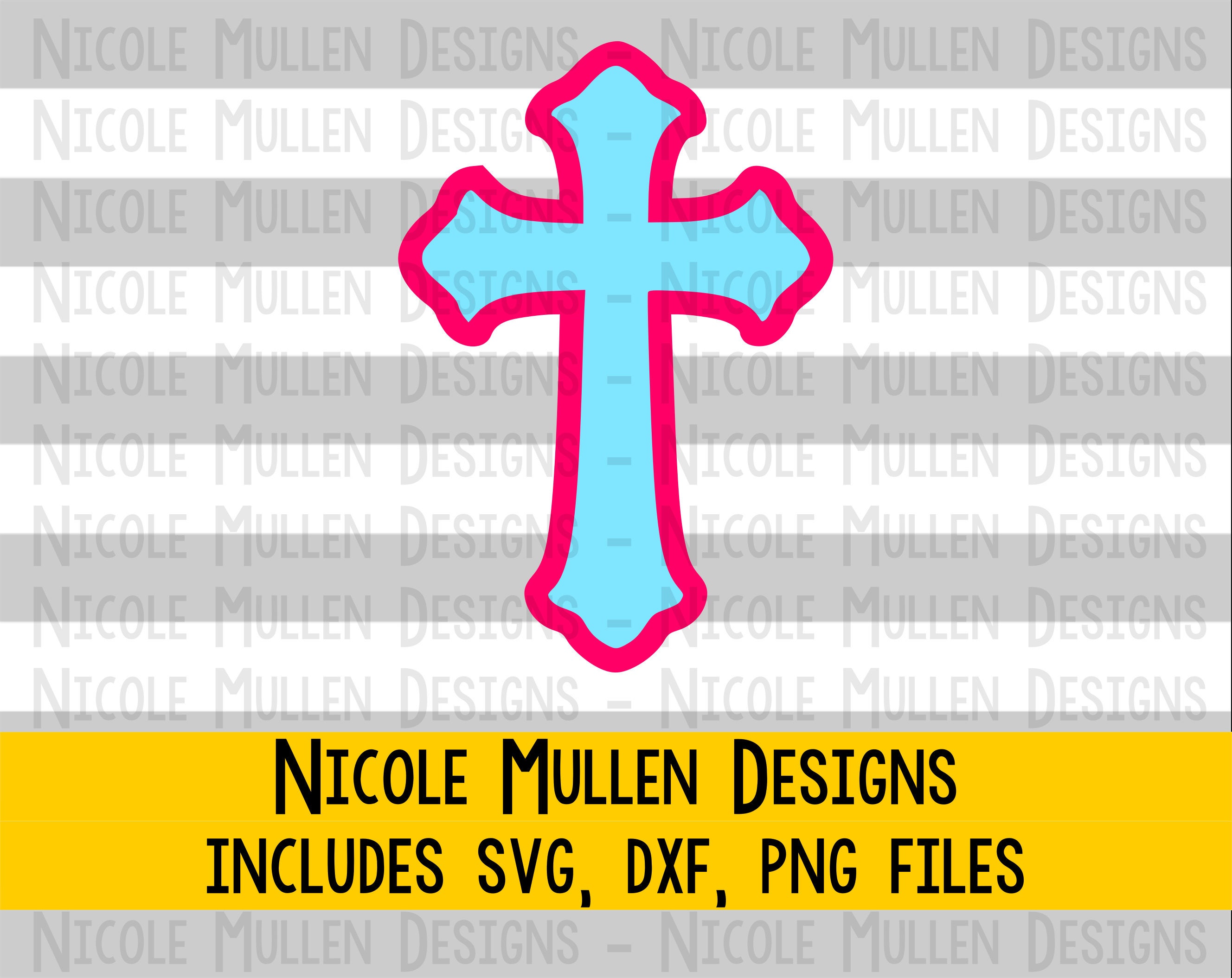 Two Colored Budded Cross SVG DXF PNG - Christian Design- Colorful Cross ...