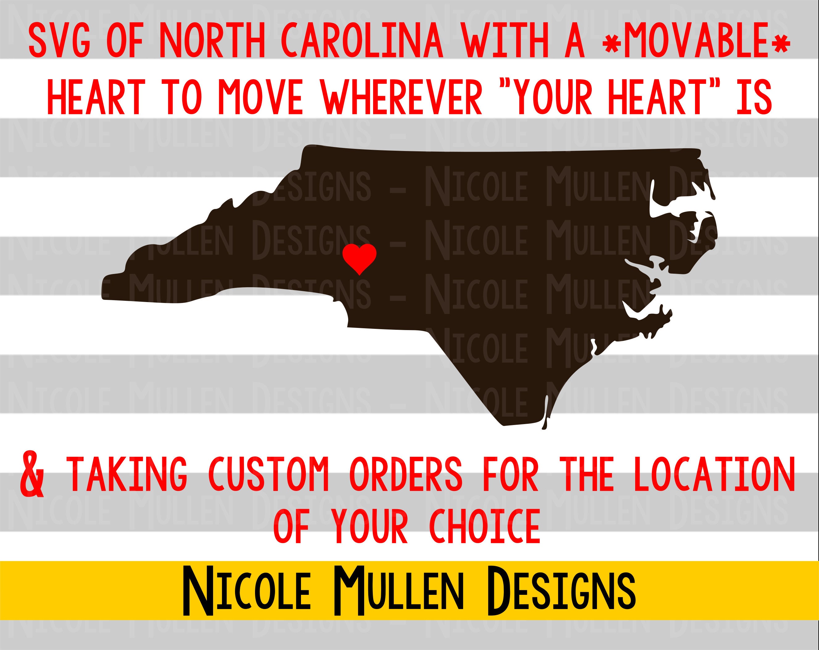 DIY Custom North Carolina With Heart SVG, Home is Where the Heart Is ...
