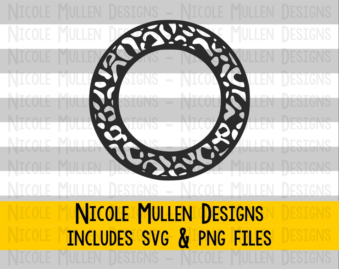 Leopard Circle Monogram Frame SVG - Monogram Border SVG- Leopard SVG ...