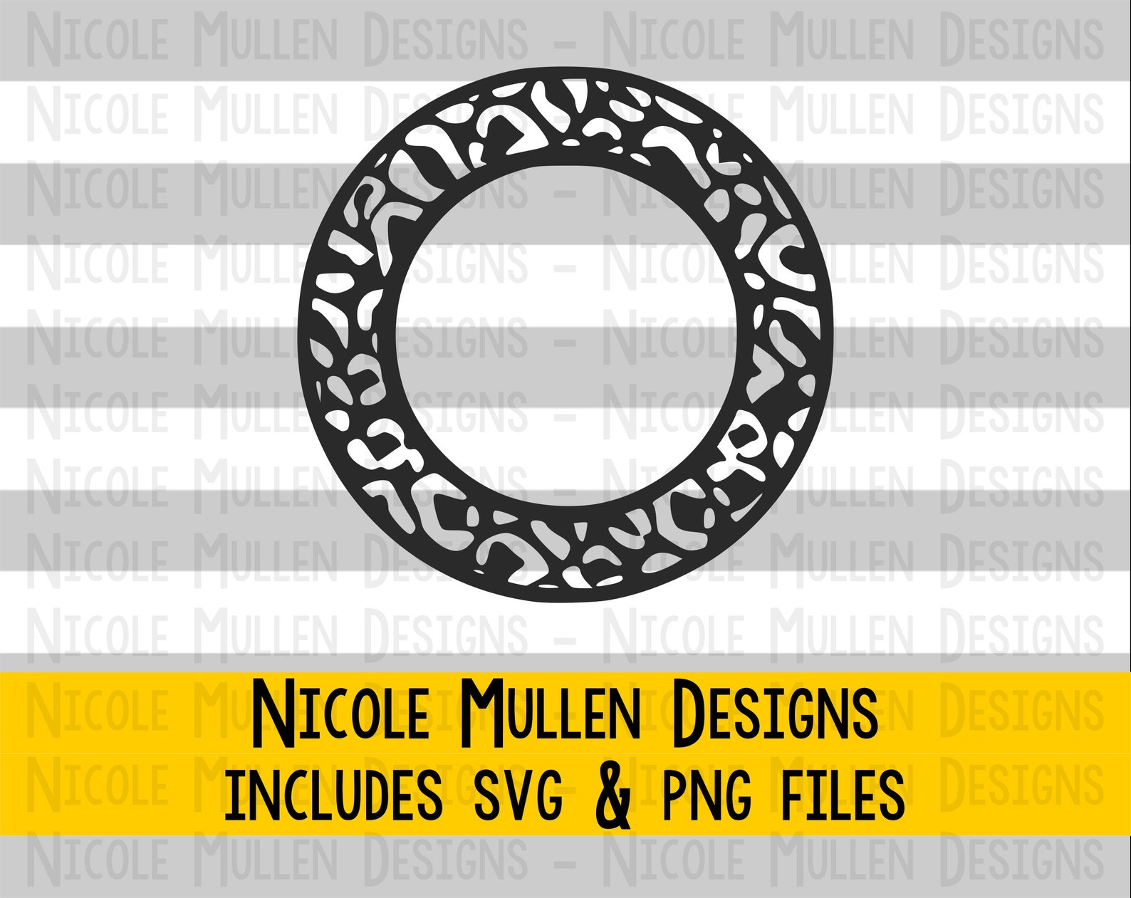 Leopard Circle Monogram Frame SVG Monogram Border SVG Leopard SVG Just ...