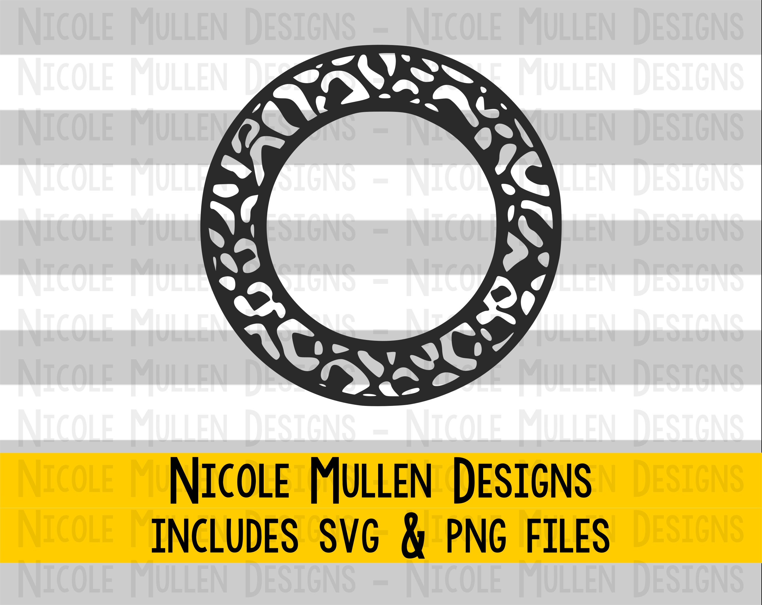 Leopard Circle Monogram Frame SVG Monogram Border SVG Leopard SVG Just ...