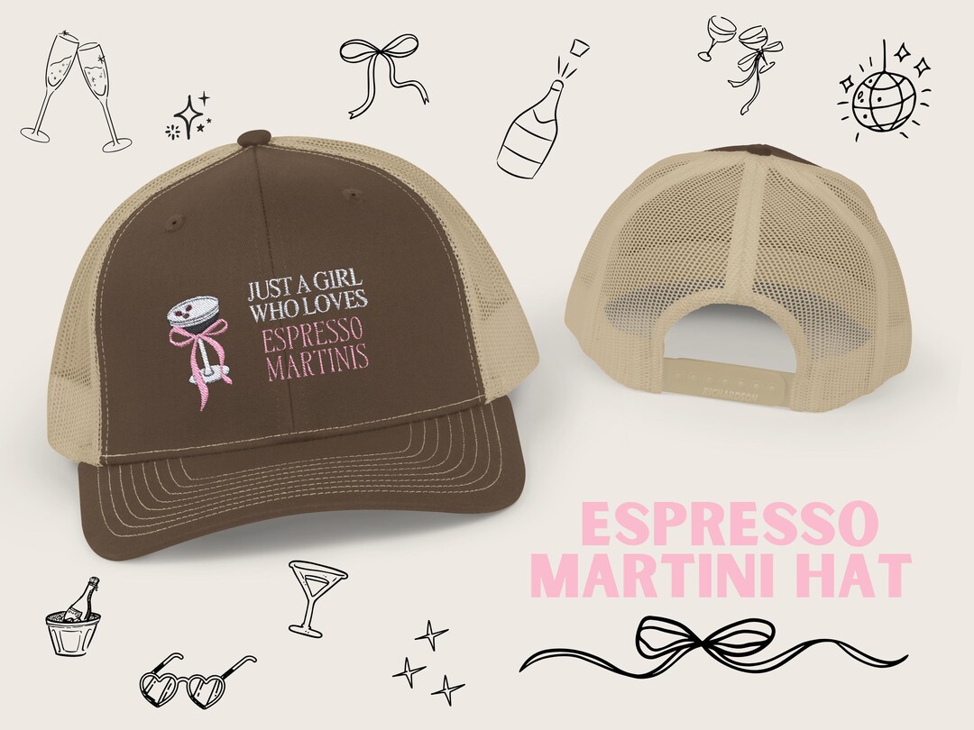 Embroidered Espresso Martini Trucker Hat, Martini Lover Gift, Cocktail ...
