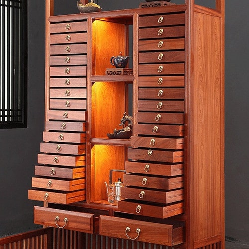 Tea Storage Cabinet With Backlight and Shelves A Wardrobe | Etsy