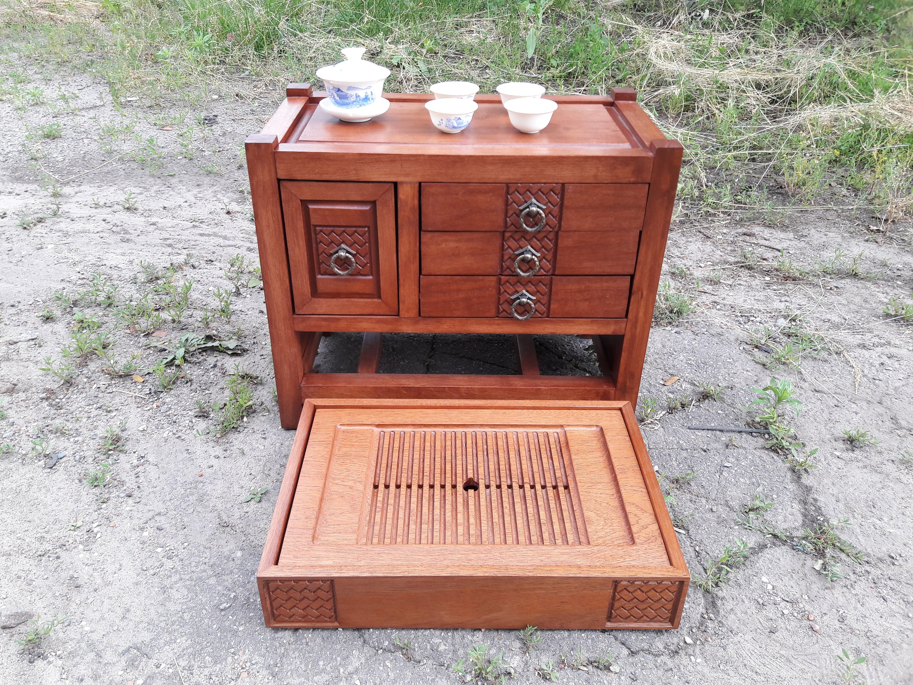 Tea Organizer Commode Handmade W/ Tea Table Drawer Bag | Etsy