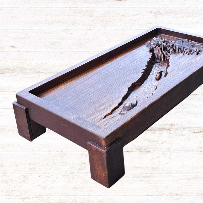Mini Table for Tea Ceremony With Drain 40x20cm. Wood Carvin. Small ...