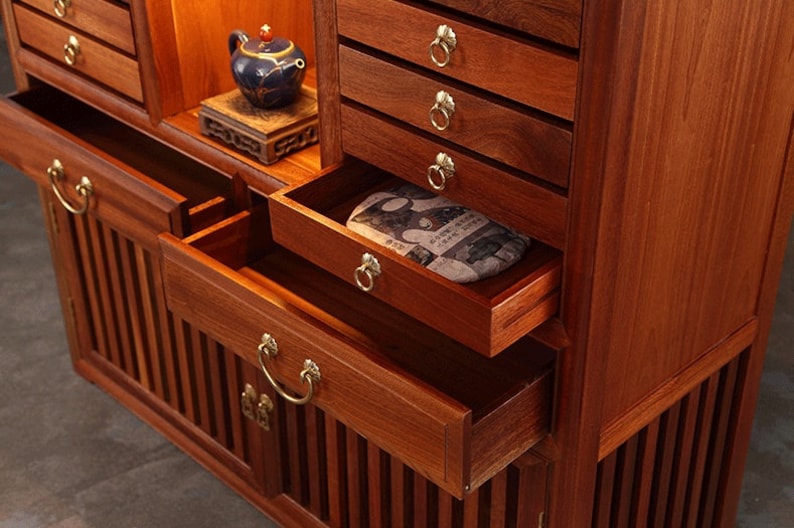 Tea Storage Cabinet With Backlight and Shelves - A Wardrobe Unit for ...