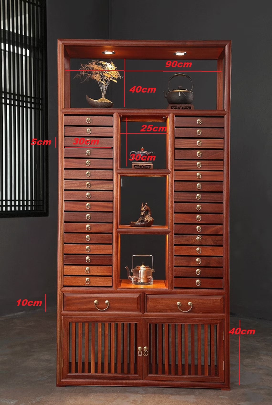 Tea Storage Cabinet With Backlight and Shelves - A Wardrobe Unit for ...
