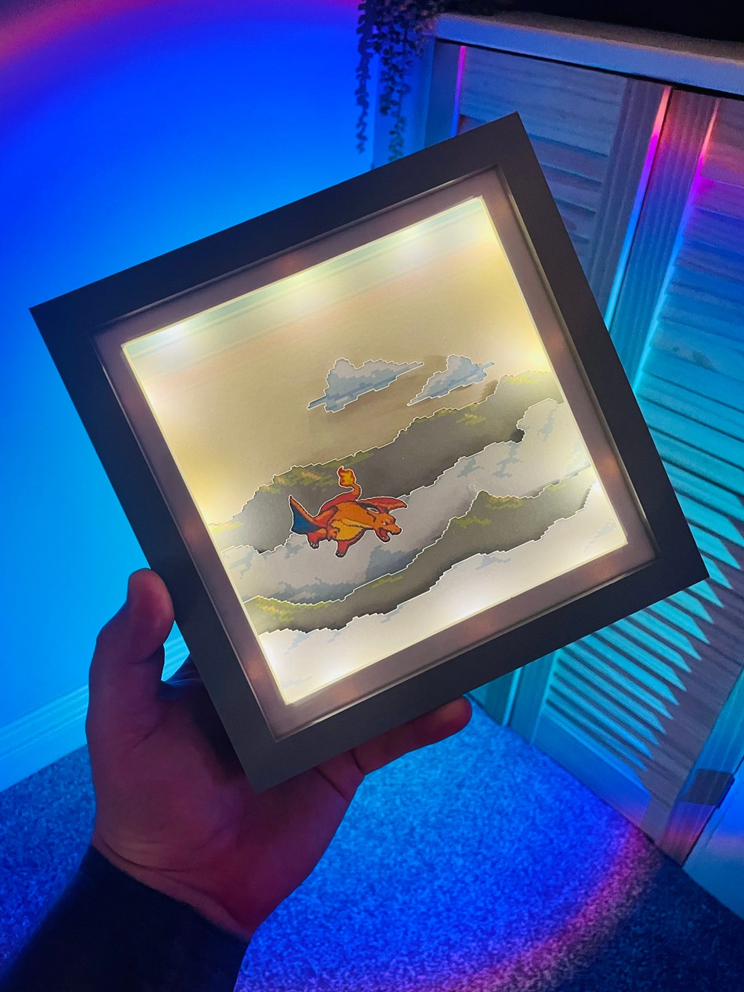 WILD CHARIZARD APPEARED Framed 3D Paper Art Shadow Box - Etsy UK