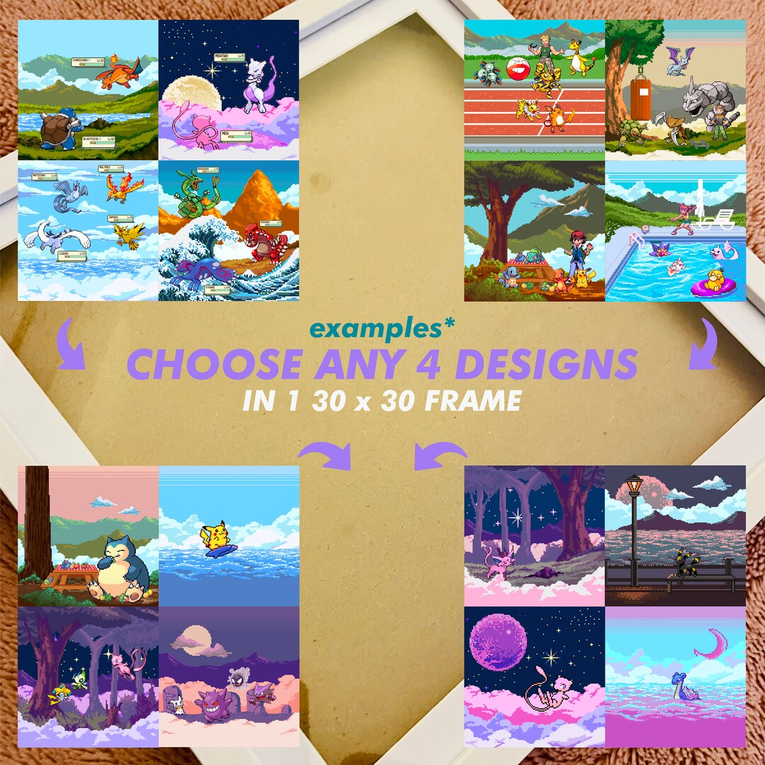 CHOOSE YOUR elite FOUR 30x30 4in1 Pokemon Framed 3D Paper Art Shadow ...