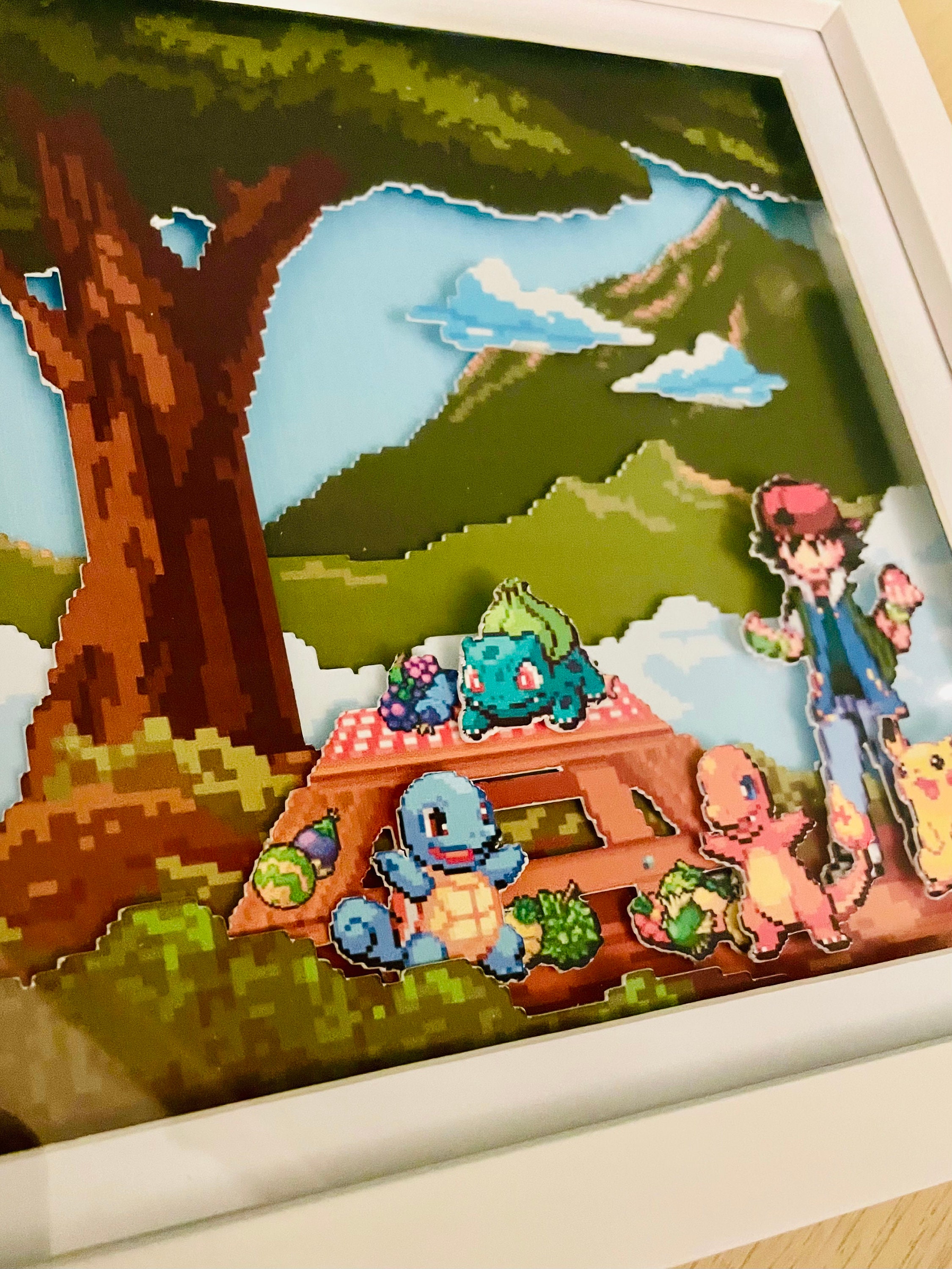ASH SESSIONS Pokemon Framed 3D Paper Art Shadow Box - Etsy