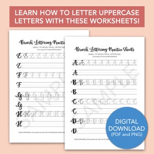 Uppercase Brush Lettering Practice Sheets for Beginners | Small Tip ...