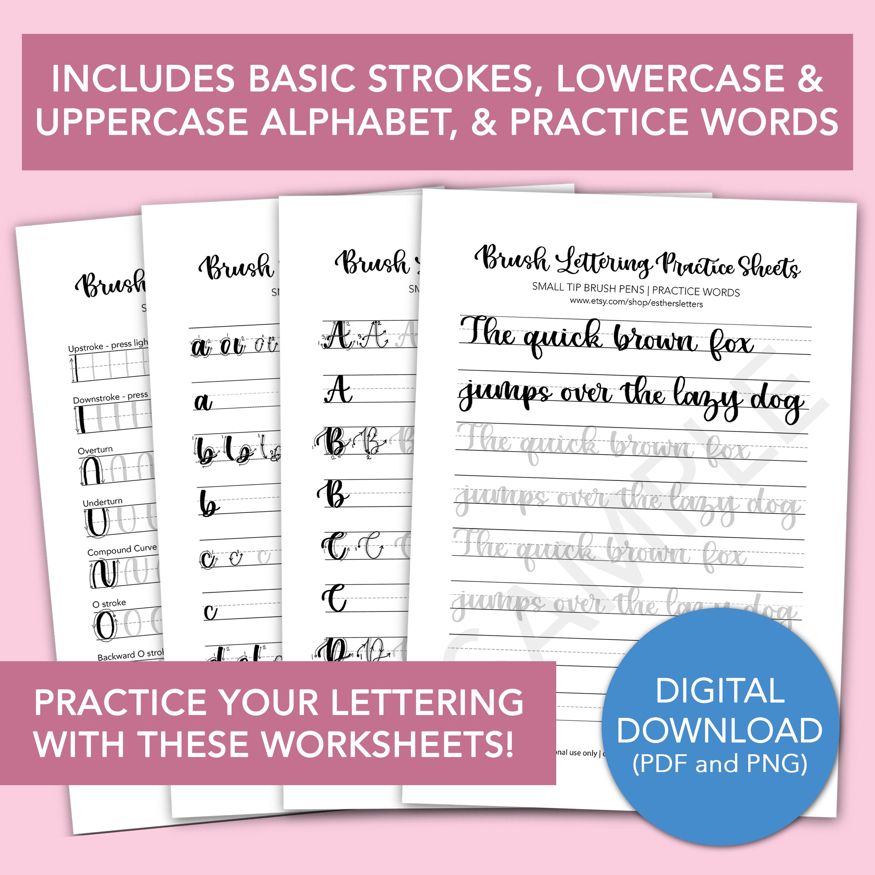 Complete Set of Brush Lettering Practice Sheets for Beginners - Etsy UK