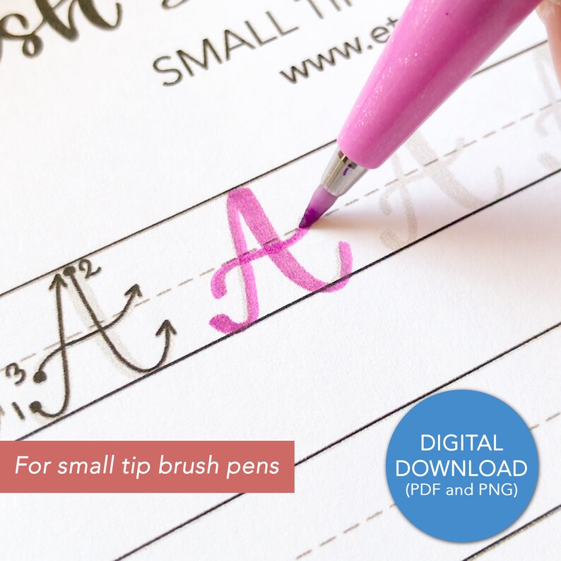 Uppercase Brush Lettering Practice Sheets for Beginners | Small Tip ...