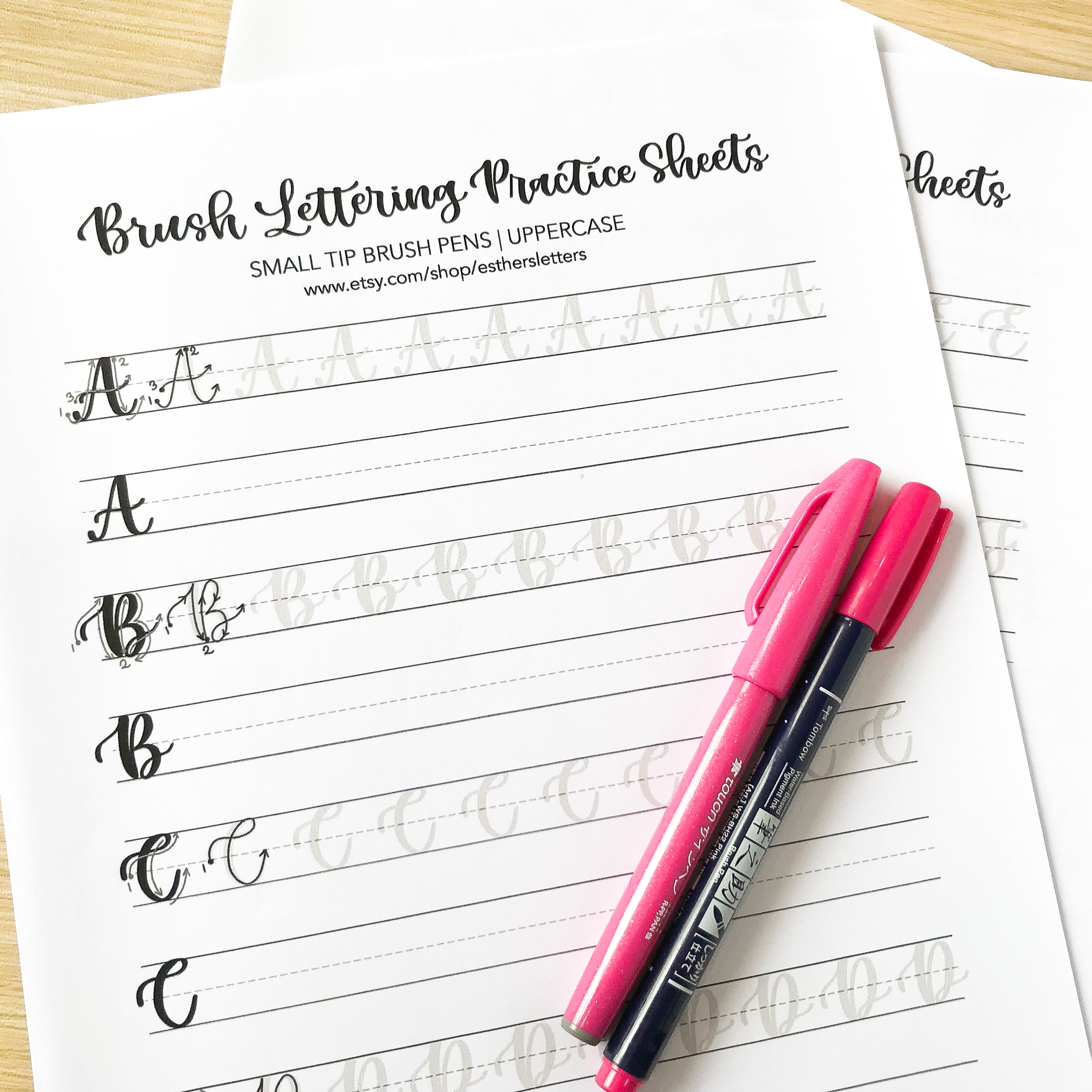 Uppercase Brush Lettering Practice Sheets for Beginners | Etsy