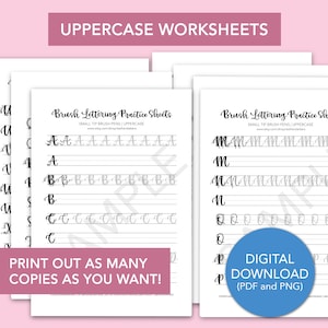 Complete Set of Brush Lettering Practice Sheets for Beginners | Easy ...