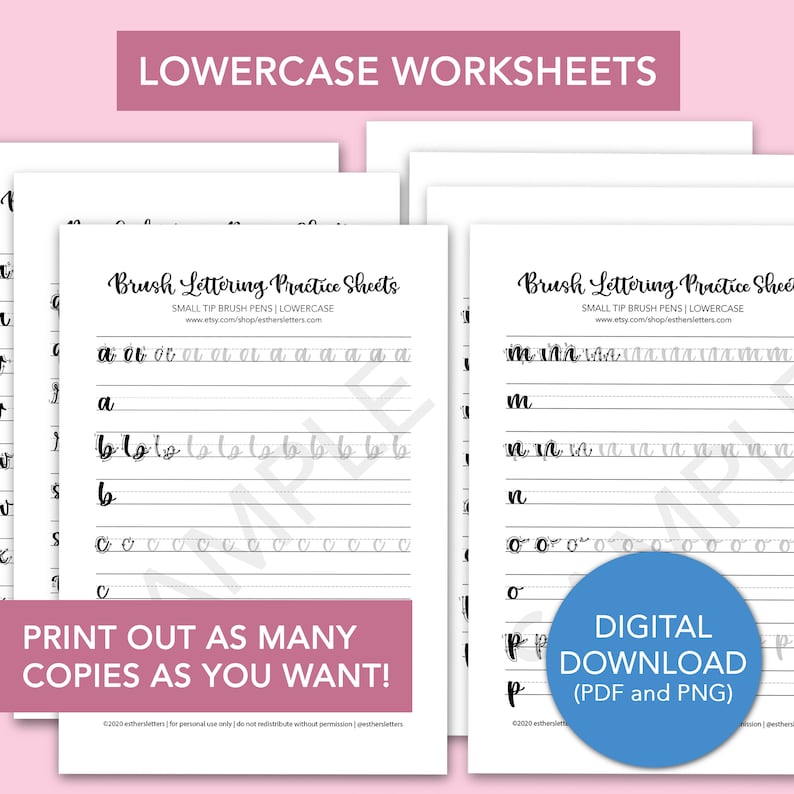 Complete Set of Brush Lettering Practice Sheets for Beginners | Easy ...