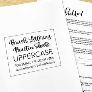 Uppercase Brush Lettering Practice Sheets for Beginners Small Tip Brush ...