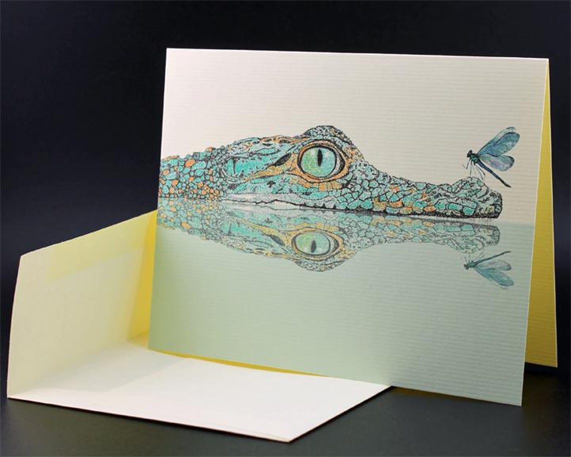 Alligator and Friend/blank Inside Card/all Cards Fits Into a 5"x 7 ...