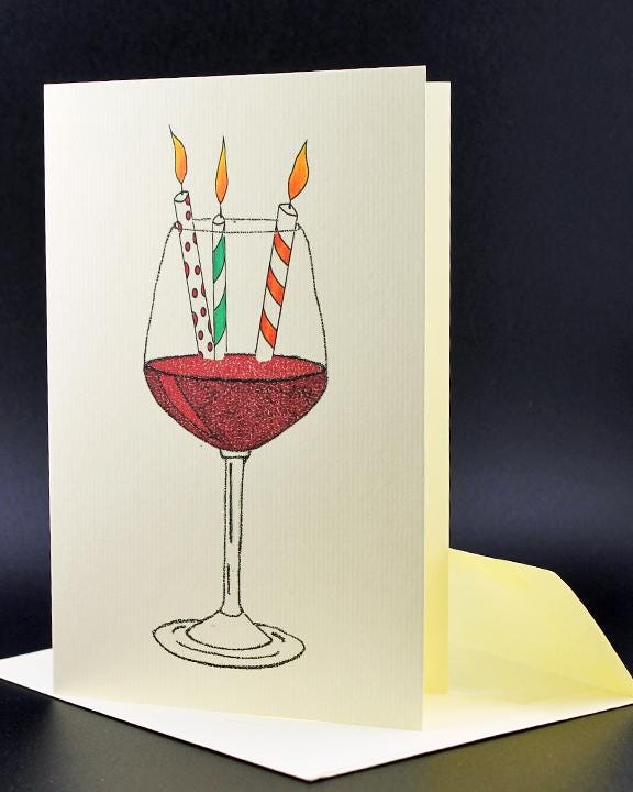 Birthday Wine/wine Birthday Card/funny Wine Card/birthday Candle Wine ...