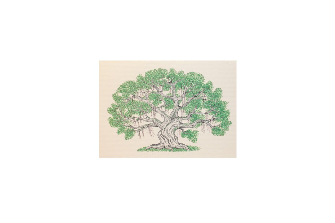 Oak Tree Blank Card/oak Tree Card/tree Card/ Tree Art/ Oak Tree Stipple ...