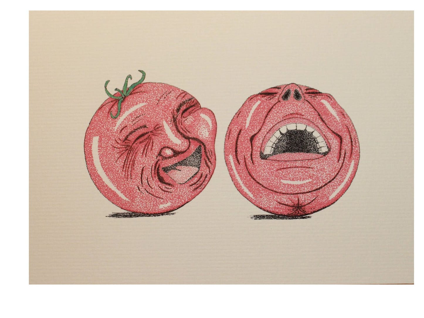 Vegetable Card/laughing Tomato Card/tomato Card/tomato Art Card/tomato ...