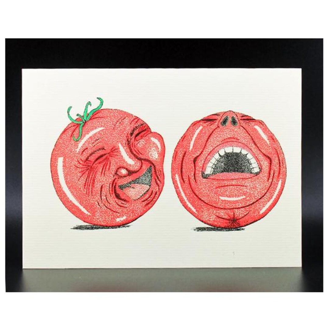 Vegetable Card/laughing Tomato Card/tomato Card/tomato Art Card/tomato ...