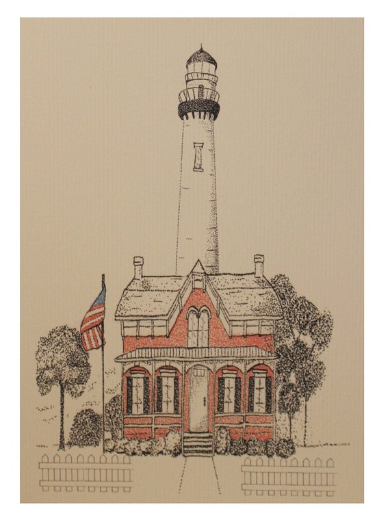 St.simons Lighthouse Blank Inside Card/st.simons - Etsy