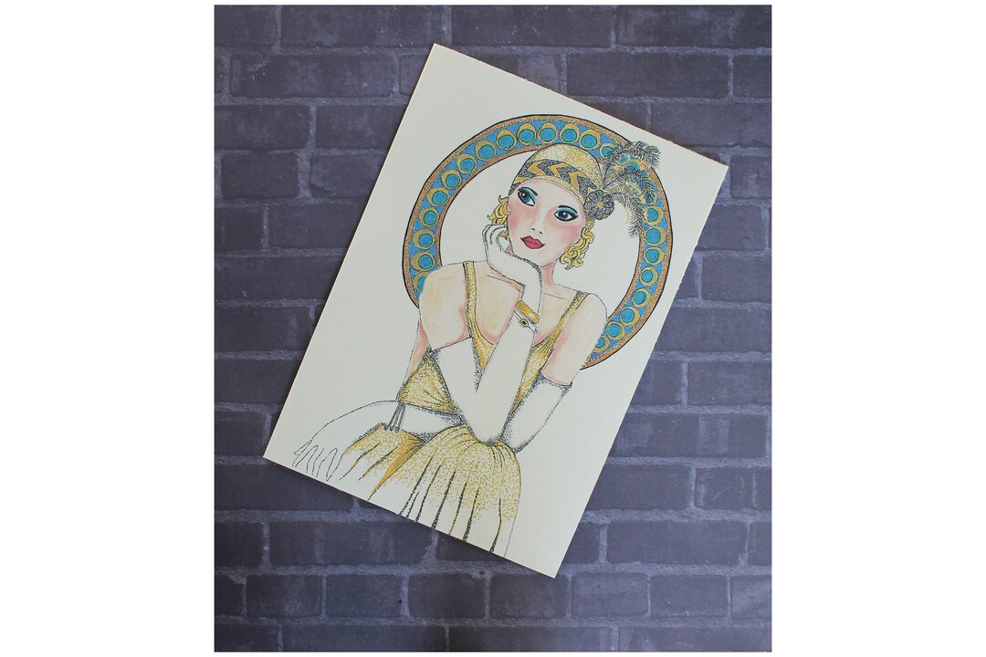 Peacock Flapper Blank Inside Card/flapper Card/flapper/flapper Stipple ...