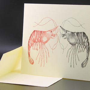 Red & Black Shrimp Blank Inside Card/shrimp Card/shrimp/shrimp Art/all ...