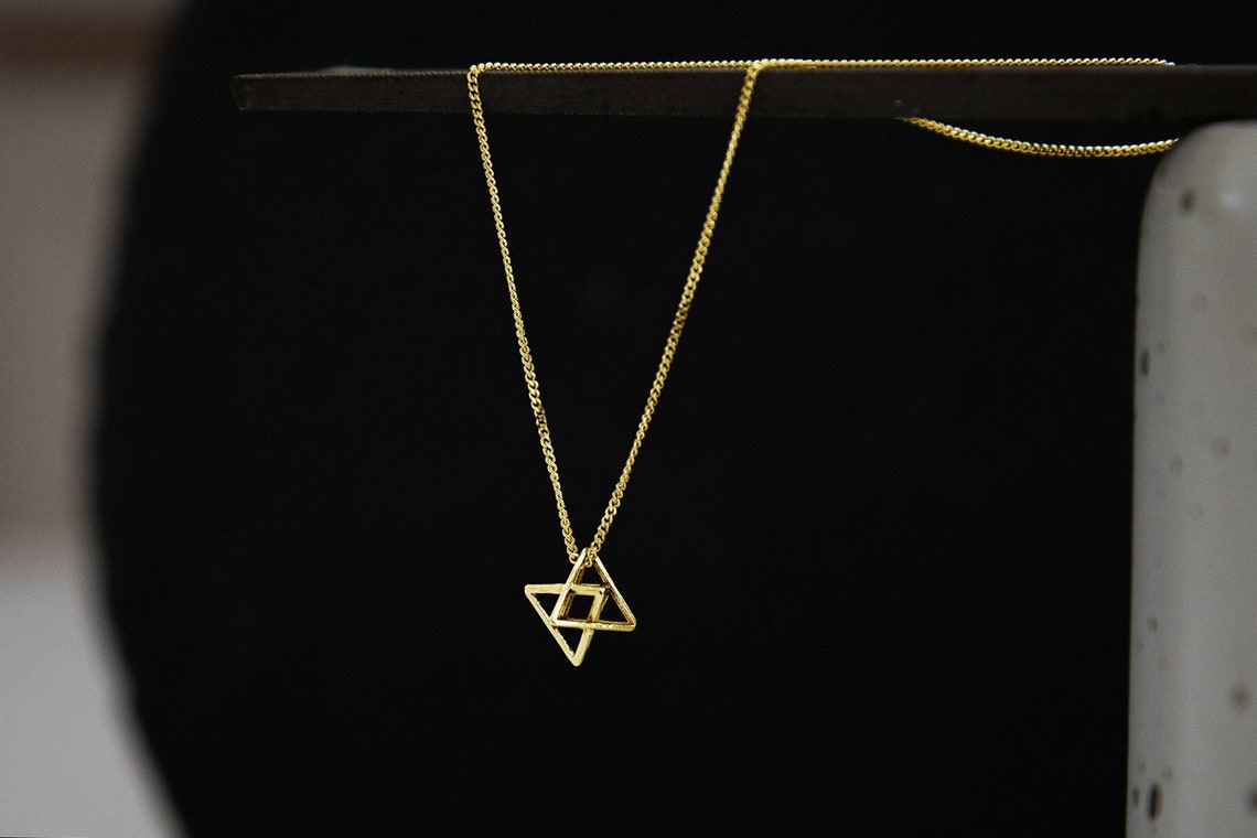 14k Gold Merkaba Necklace Gold Star of David Necklace Gold - Etsy