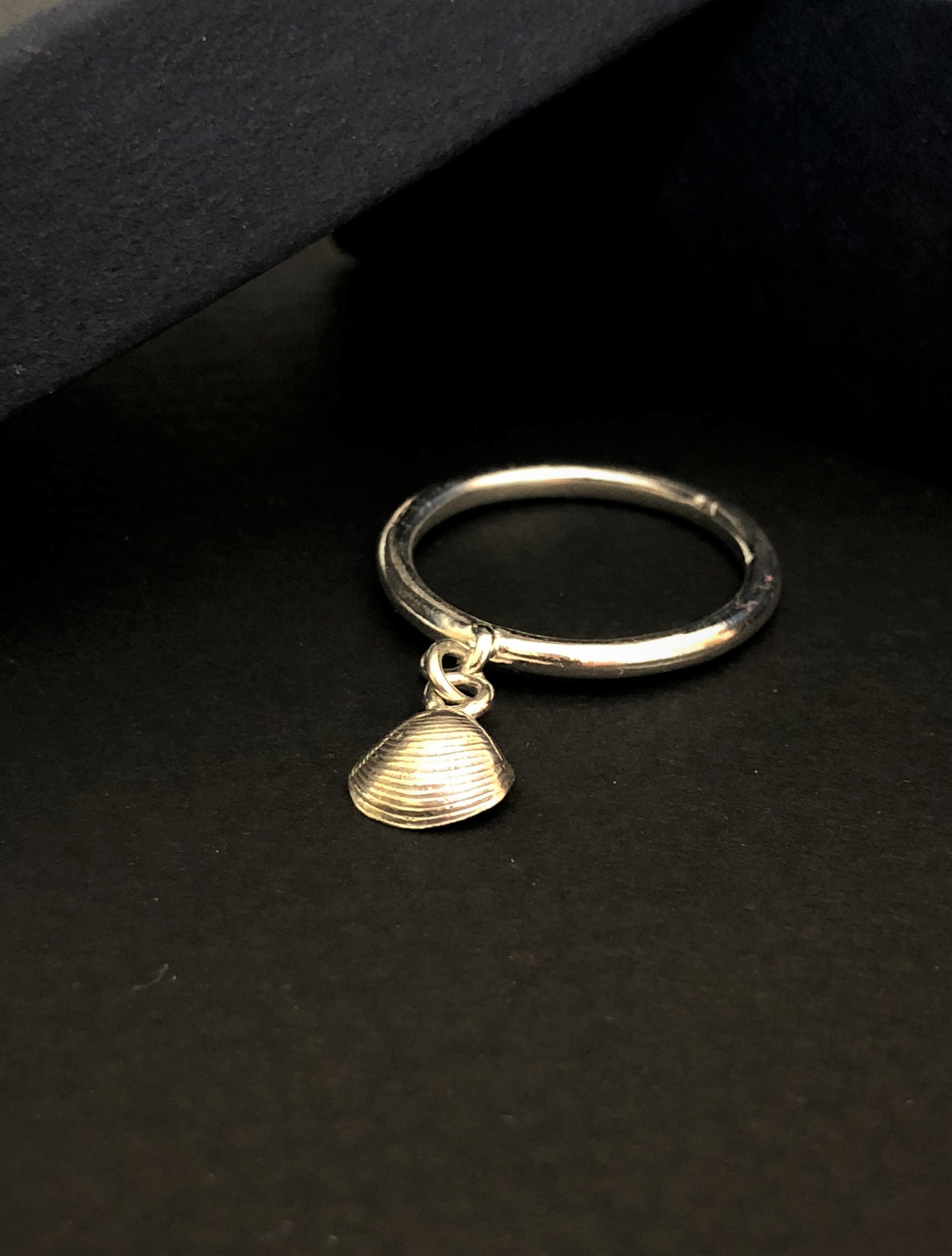 Sterling Silver Charm Ring Dangle Ring Seashell Ring Charm | Etsy