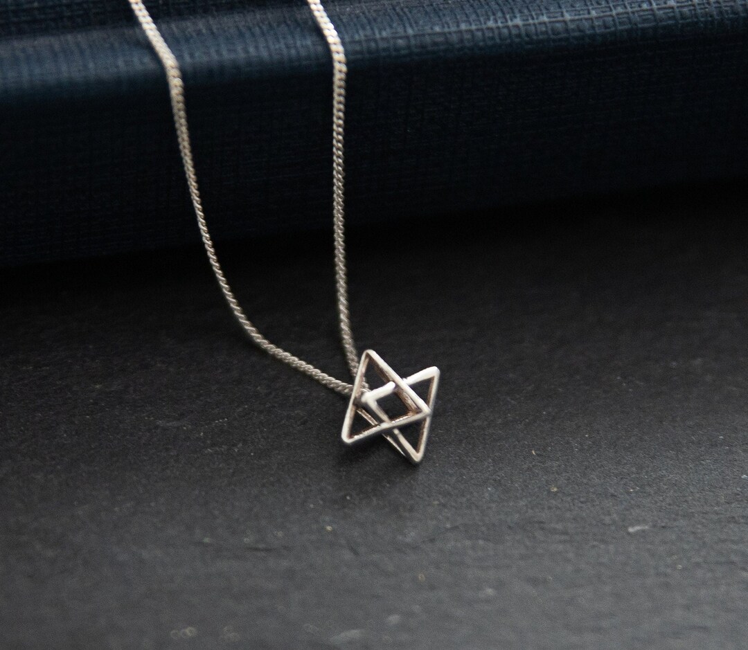 Star of David Necklace, Silver Merkaba Necklace, 3D Merkaba Star ...