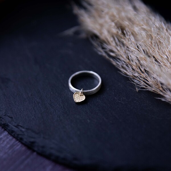 Heart Charm Ring - Etsy