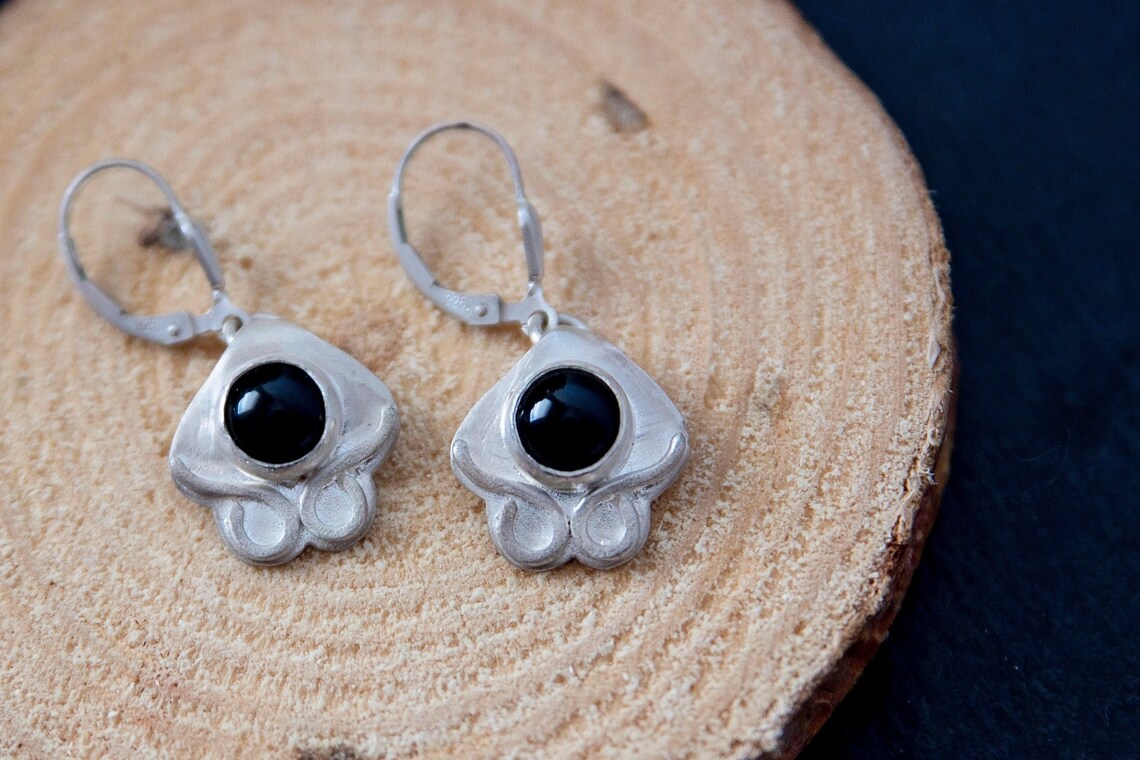 Black Onyx Earrings Ethnic Earrings for Women Boho Gemstone | Etsy