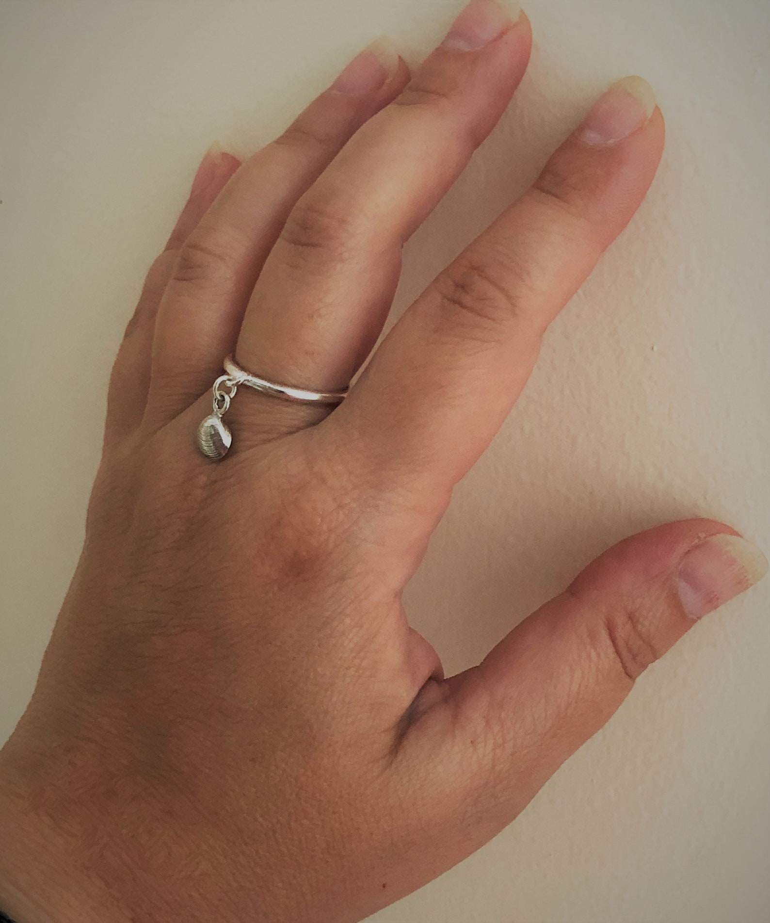Sterling Silver Charm Ring Dangle Ring Seashell Ring Charm | Etsy