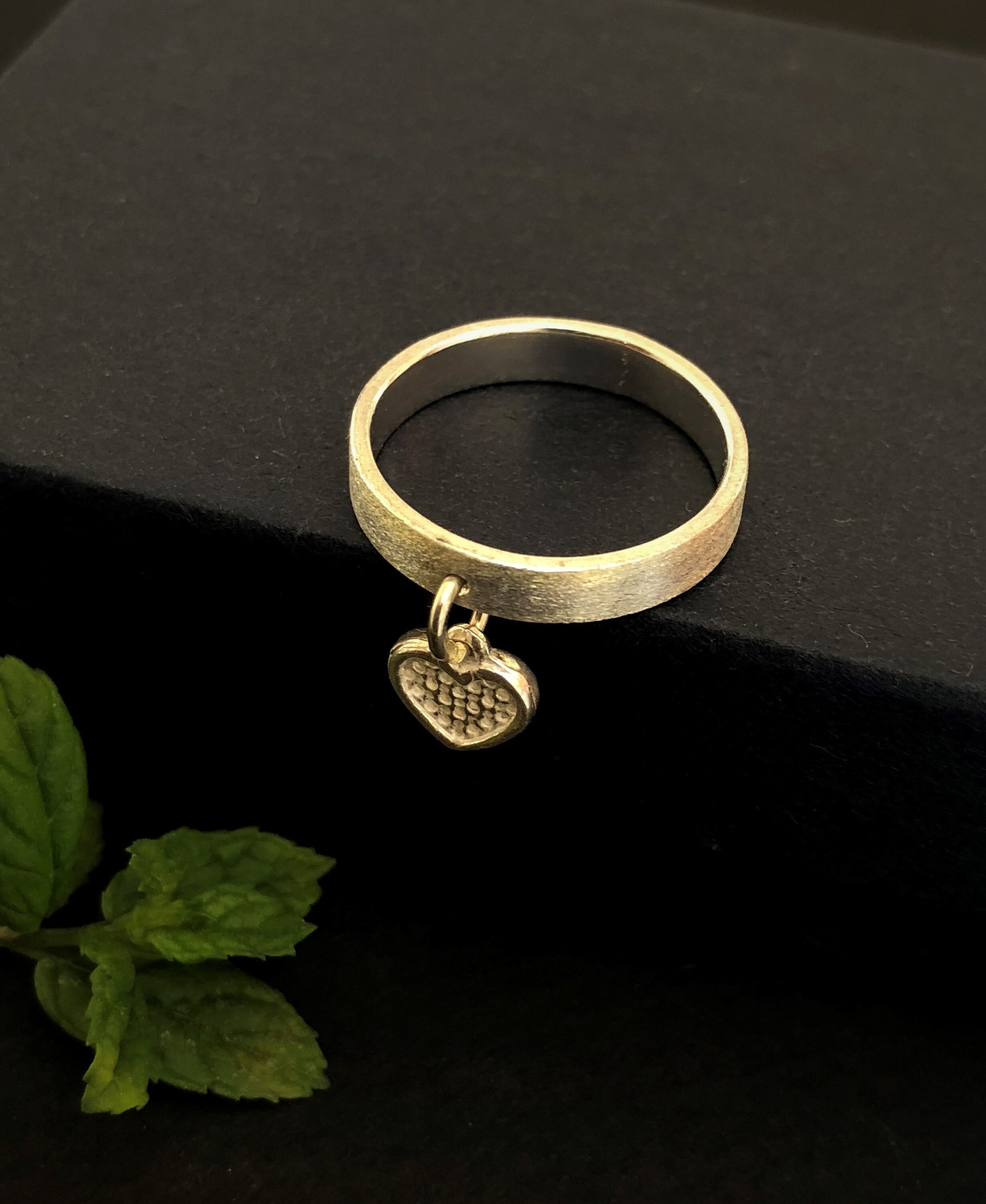 Silver Ring for Women, Ring With Charm, Heart Ring, Silver Dangle Ring ...