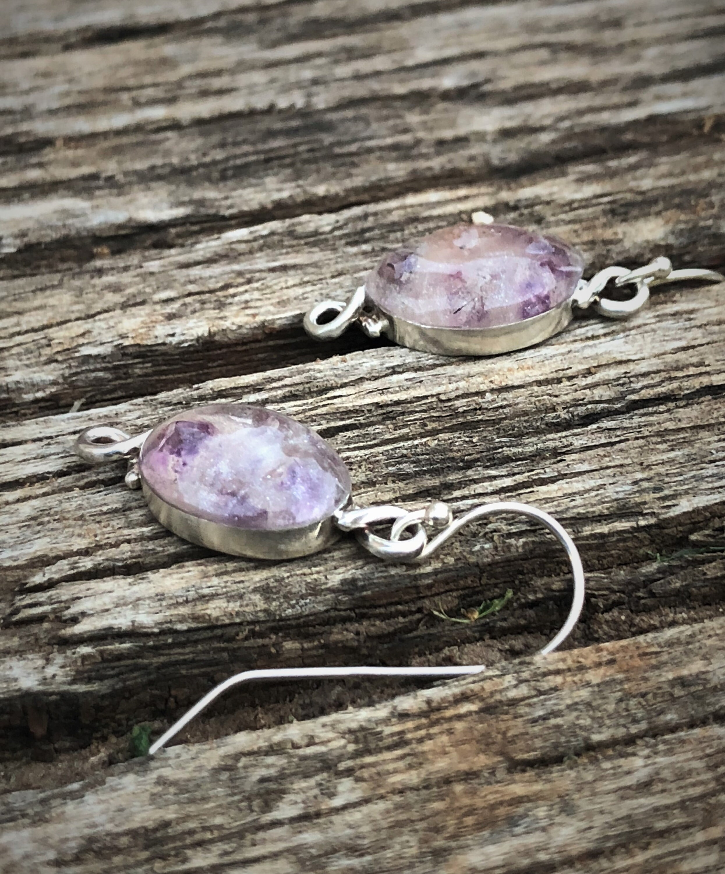 Amethyst Silver Earrings for Women Oval Gemstone Earrings - Etsy