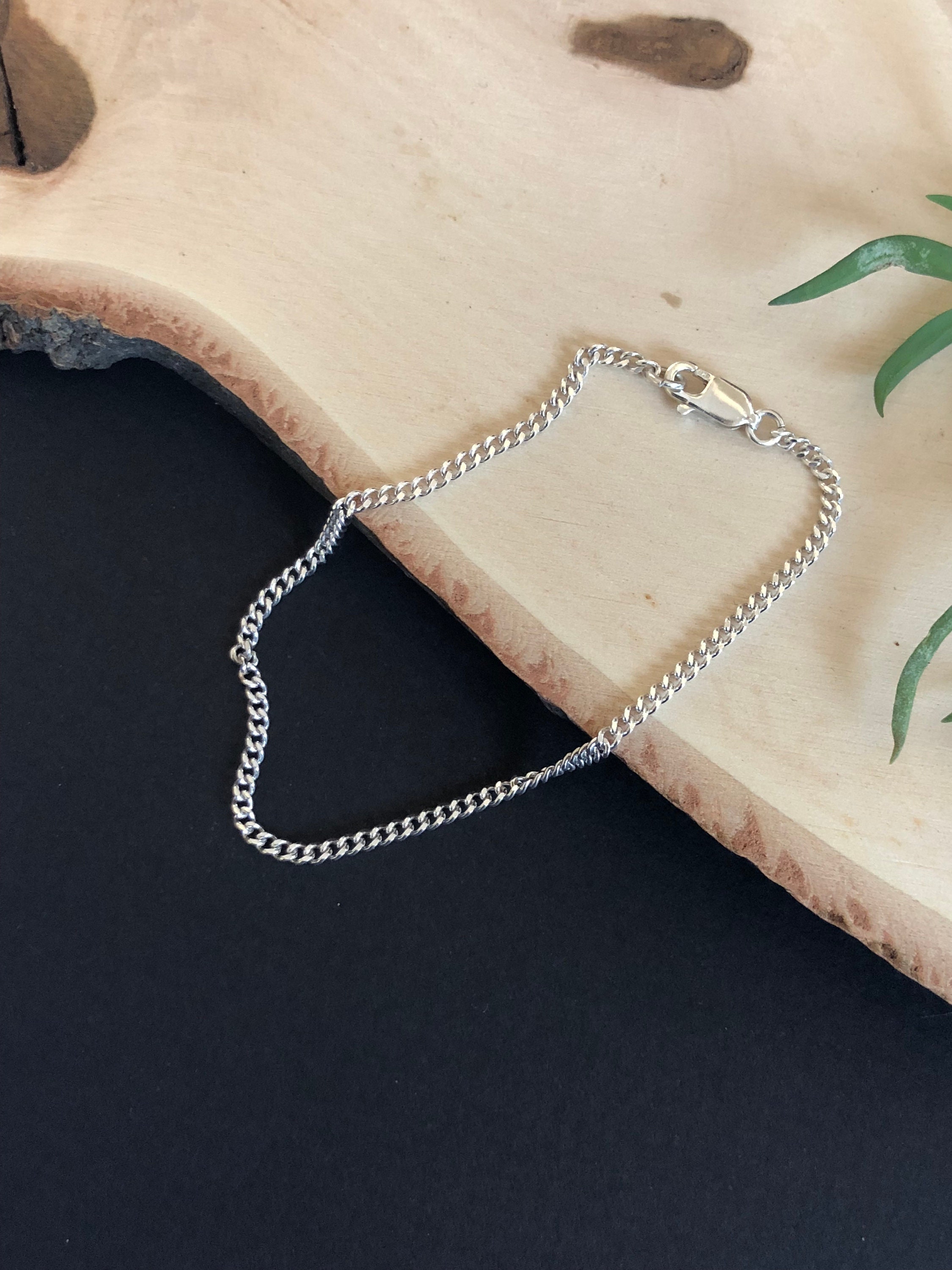 Sterling Silver Chain Bracelet, Stacking Silver Bracelet, Silver Simple ...