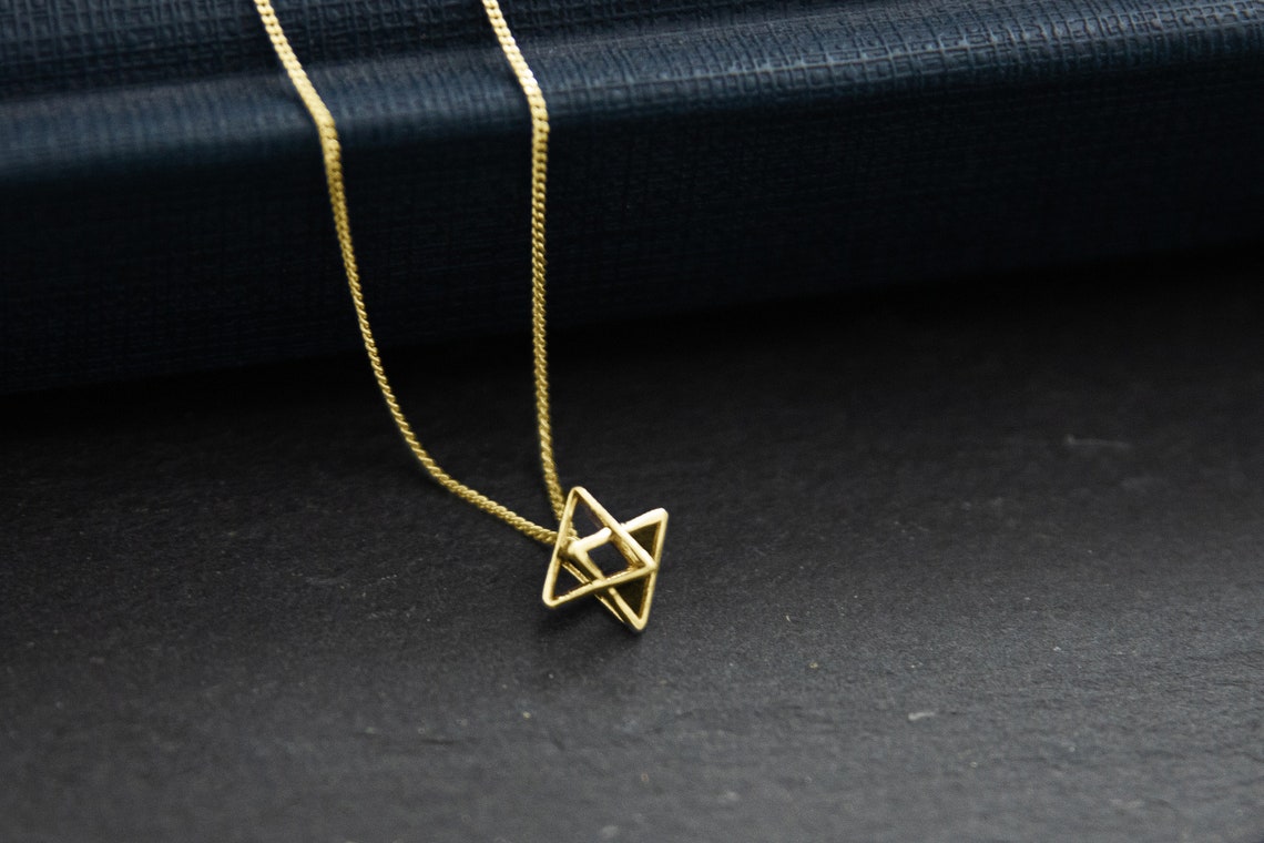 14k Gold Merkaba Necklace Gold Star of David Necklace Gold - Etsy