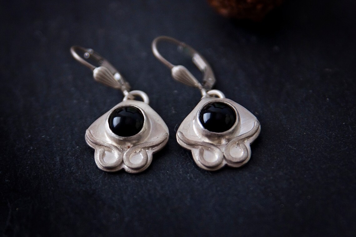 Black Onyx Earrings Ethnic Earrings for Women Boho Gemstone | Etsy