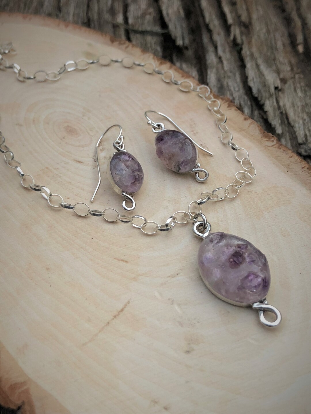 Amethyst Necklace and Earrings Set, Amethyst Jewelry, February ...
