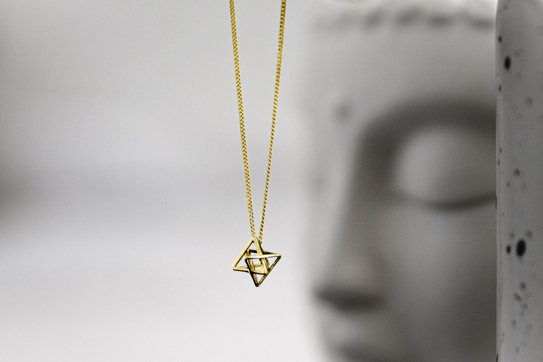 14k Gold Merkaba Necklace, Gold Star of David Necklace, Gold 3D Merkaba ...