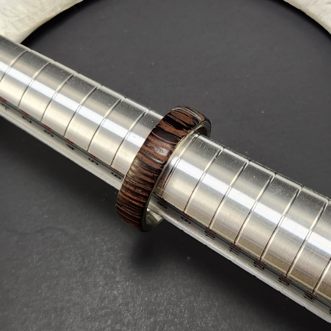 Hand Turned Wenge Wood Band Ring W/ Stainless Steel Core Size 7, 5mm ...
