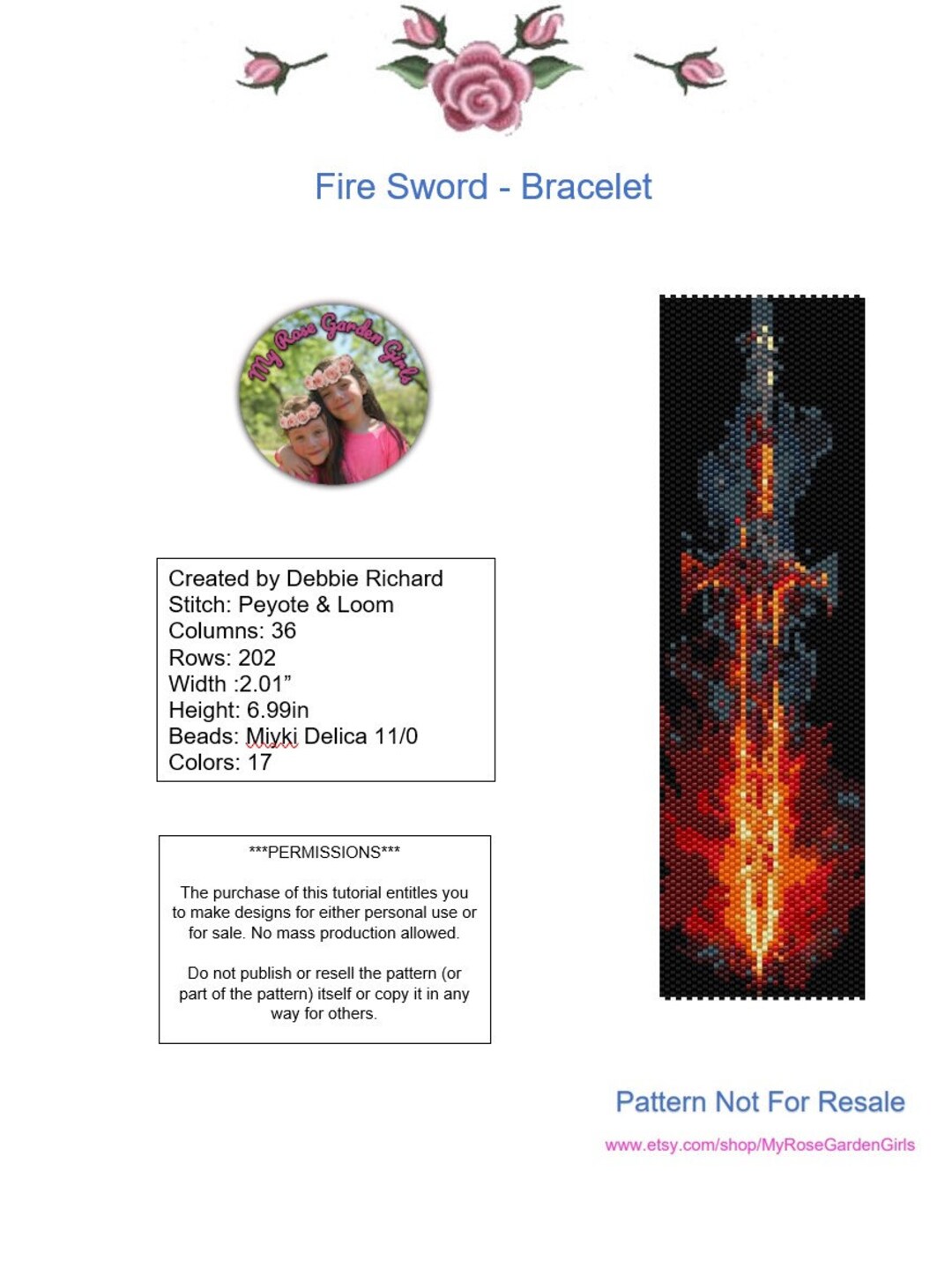 Fire Sword Peyote Bracelet Pattern - Even Count - Etsy
