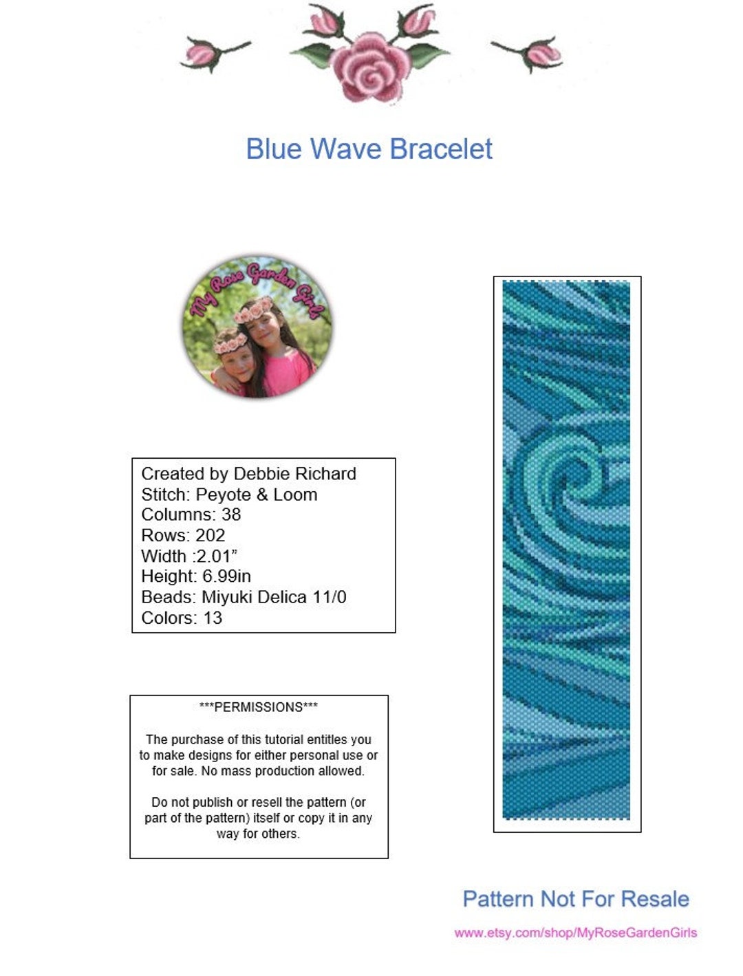 Blue Wave Peyote Bracelet Pattern - Even Count - Etsy