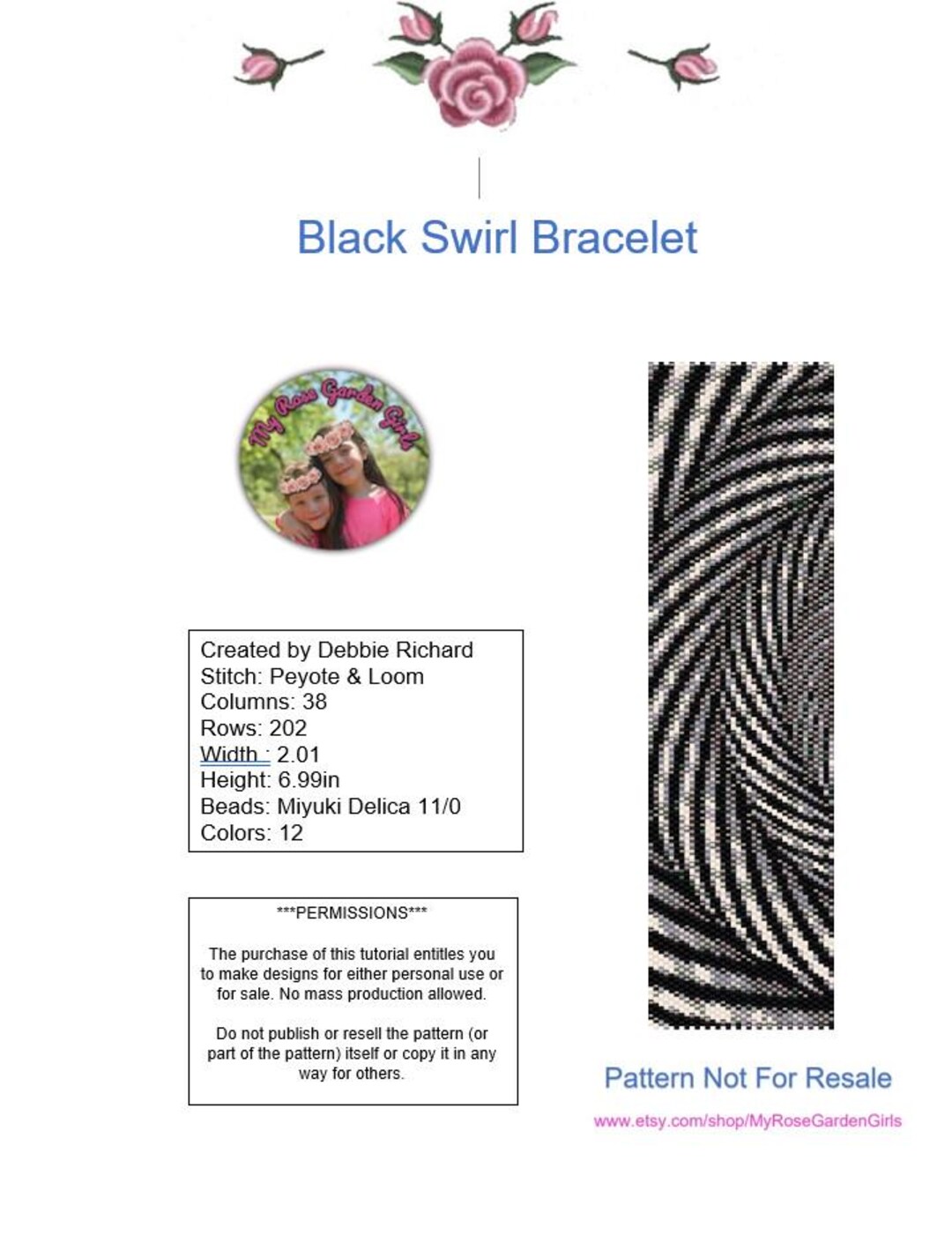 Black Swirl Bracelet Pattern - Even Count - Etsy