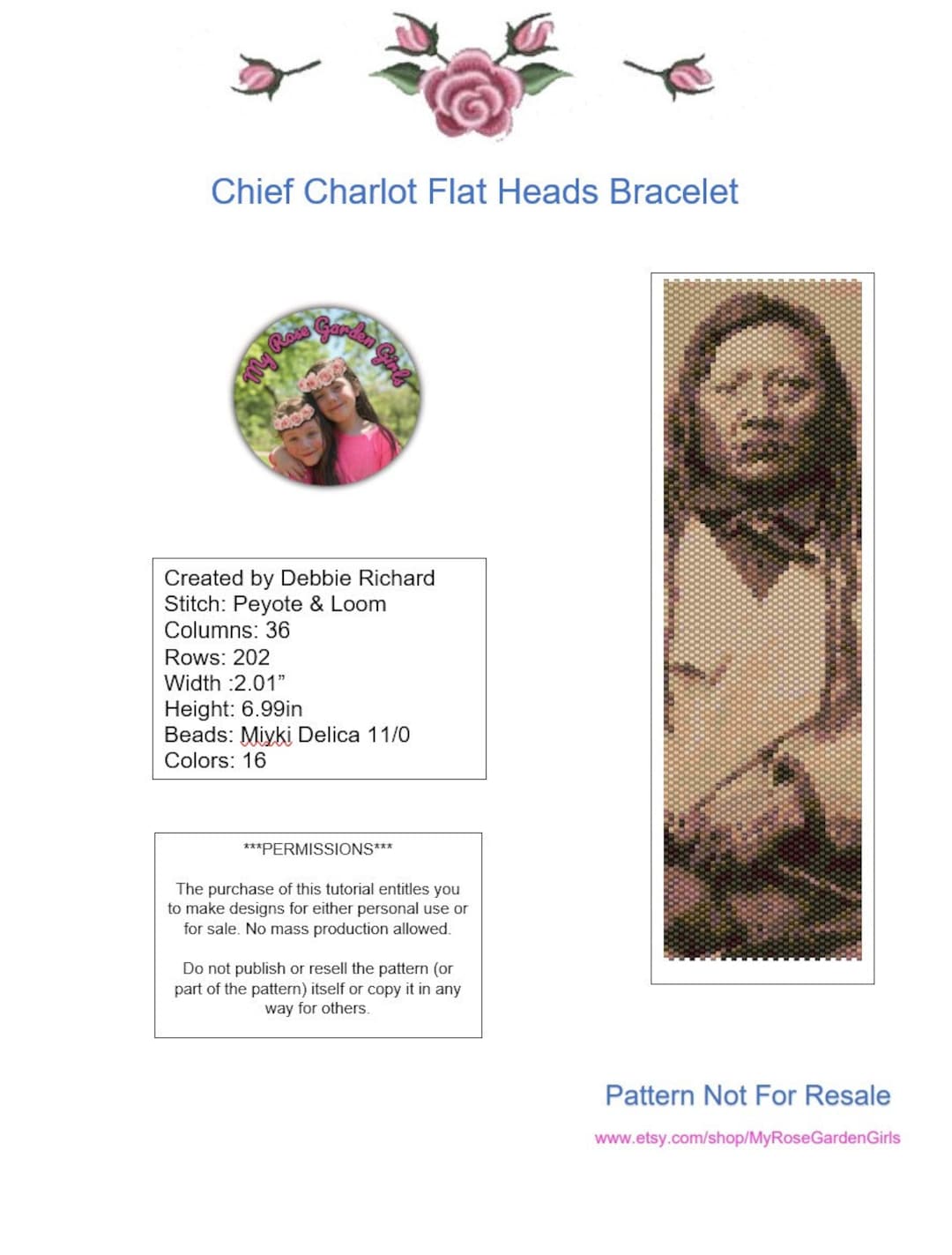 Chief Charlot Flat Heads Peyote Bracelet Pattern - Even Count - Etsy