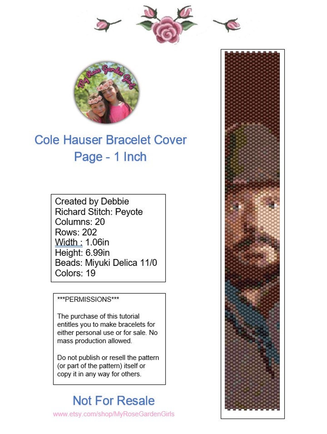 1 Inch Wide Cole Hauser Bracelet Pattern - Even Count - Etsy