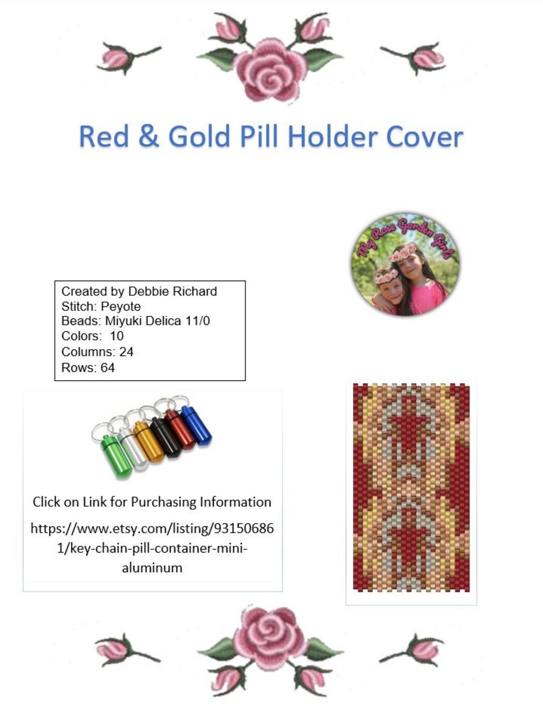 Red & Gold Pill Holder Pattern - Etsy